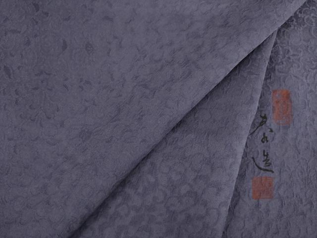 平和屋着物●螺鈿作家　甲斐泰造　色無地　螺鈿　花唐草地紋　濃鼠色　金彩　鈴乃屋扱い　正絹　逸品　未使用　AABB7899ck