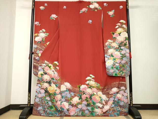 平和屋着物●豪華振袖　友禅　作家物　白鳥映雪　駒刺繍　花尽くし　暈し染め　金彩　正絹　逸品　AABB7909ck