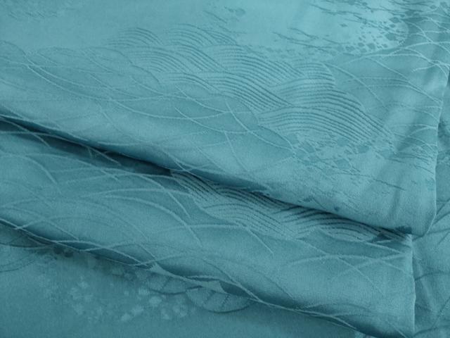 平和屋着物●上質な色無地　雲重ね芝地紋　御召納戸色　正絹　逸品　AABB7926ck