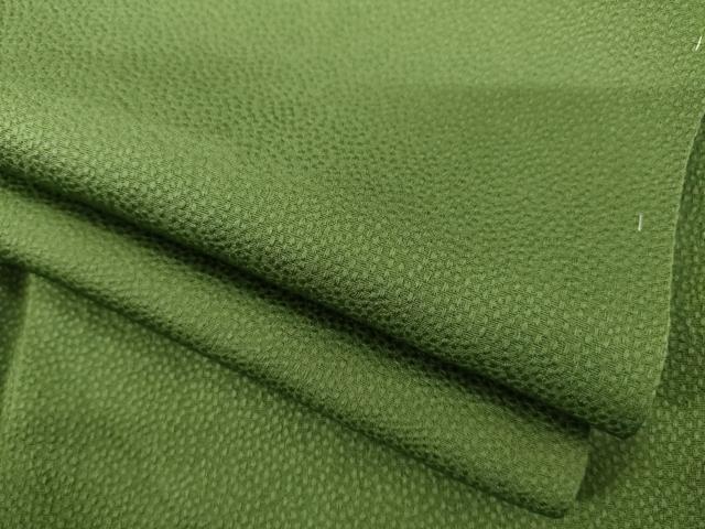 平和屋着物●上質な色無地　草色　正絹　逸品　AABB7930ck
