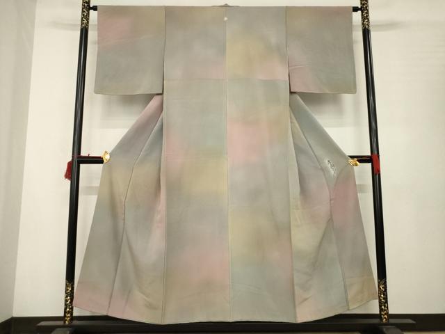 平和屋着物●染色作家　斉藤三才　小紋　霞文　暈し染め　正絹　逸品　AABB7944ck