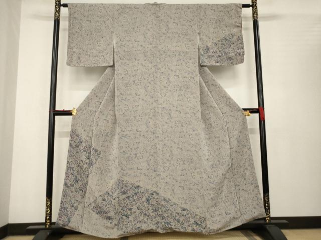 平和屋着物●訪問着　更紗花鳥文　鬼しぼ縮緬　正絹　逸品　未使用　AABB7945ck