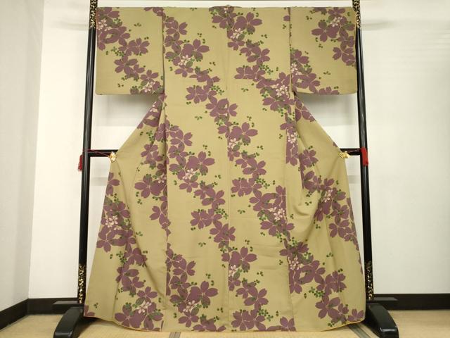 平和屋着物●小紋　舞桜文　洗える着物　AABB7960ck