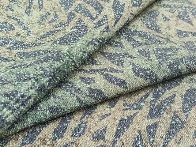 平和屋着物▽洗える最高級着物　＜英＞はなぶさ謹製　小紋　単衣　草葉文　鬼しぼ縮緬　洗える着物　AABB8002jh