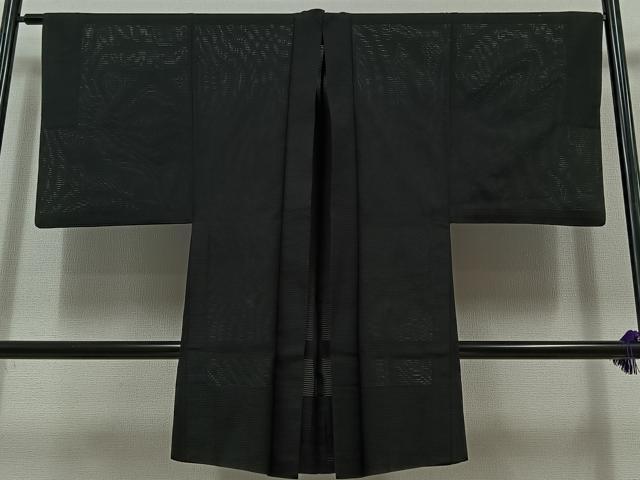 平和屋着物▽男性　長羽織　スリーシーズン　春夏秋　塵除け　暗黒色　正絹　逸品　AABB8005jh