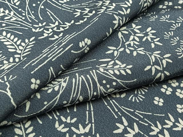 平和屋着物▽上質な小紋　単衣　草花文　正絹　逸品　AABB8011jh