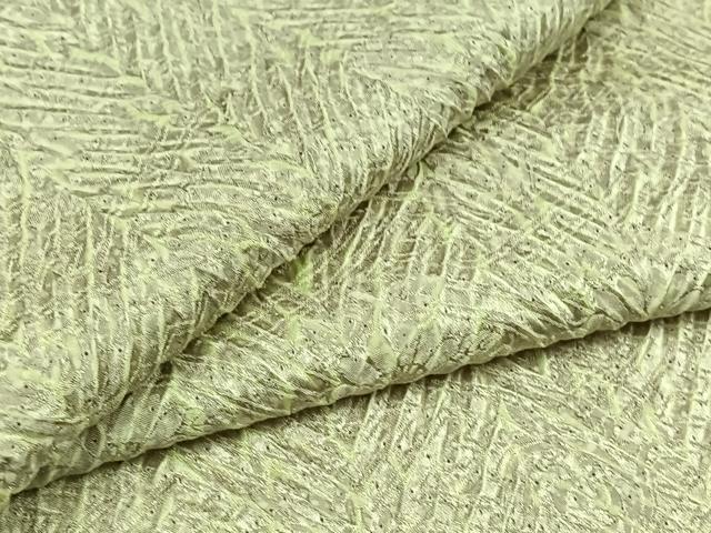 平和屋着物▽名門　藤娘きぬたや・総絞り　杢目絞り　小紋　単衣　草花文　正絹　逸品　AABB8013jh