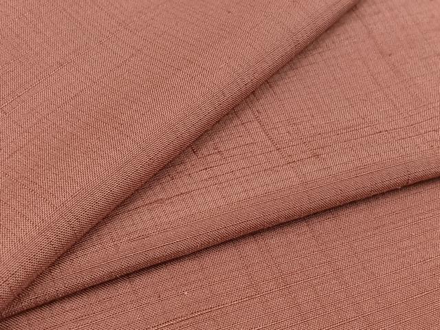 平和屋着物▽上質な紬　単衣　長春色　正絹　逸品　AABB8017jh