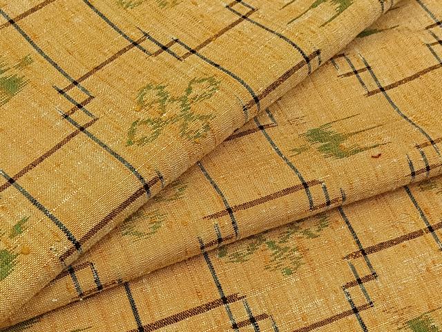 平和屋着物▽上質な紬　単衣　琉球絣　正絹　逸品　AABB8022jh