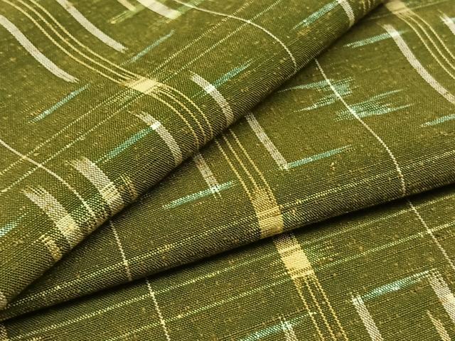 平和屋着物▽上質な紬　単衣　琉球絣　正絹　逸品　AABB8033jh