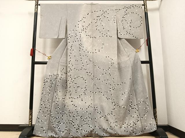 平和屋着物●訪問着　墨流し　桜花弁　暈し染め　金彩　正絹　逸品　AABB8170ph