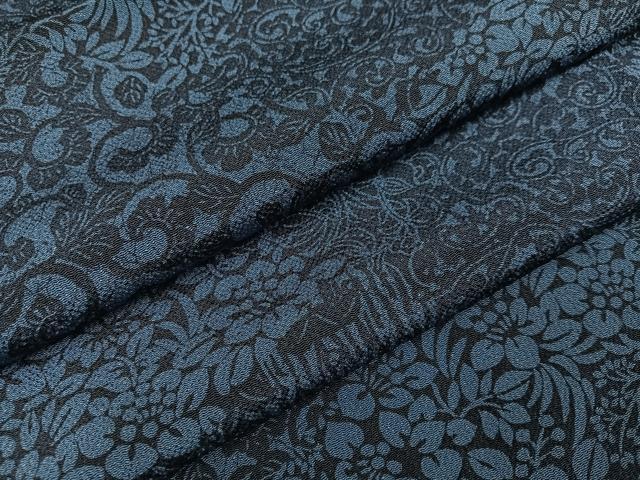 平和屋着物●本藍　型絵染　小紋　草花文　正絹　逸品　未使用　AABB8181ph