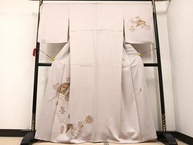 平和屋着物●金彩友禅　卓越技能者・名工・和田光正　訪問着　檜扇花文　金彩　正絹　逸品　AABB8204ph