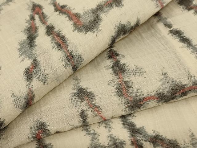 平和屋着物＊夏物　小千谷ちぢみ　幾何学文様　麻　逸品　AABB8248jd