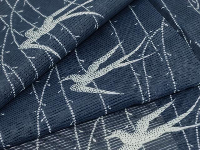 平和屋着物＊夏物　小紋　絽　舞鳥文　洗える着物　AABB8283jd