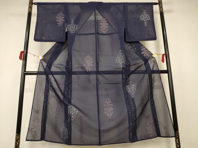 平和屋着物＊夏物　小紋　紗　飾花文　正絹　逸品　AABB8293jd