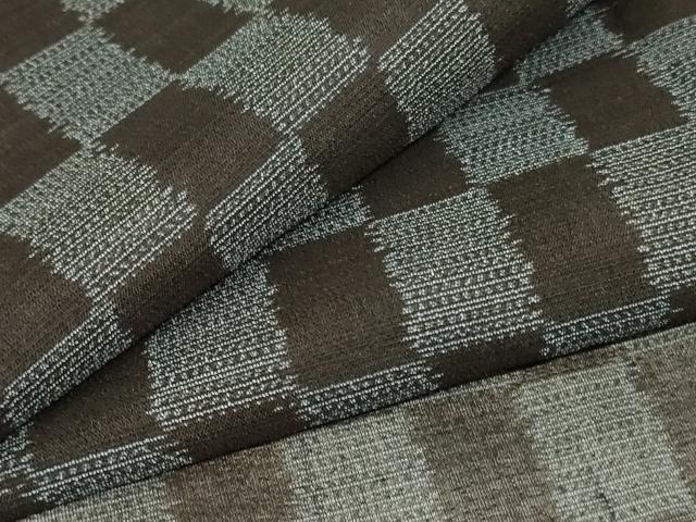 平和屋着物＊夏物　紗紬　市松文様　正絹　逸品　AABB8295jd