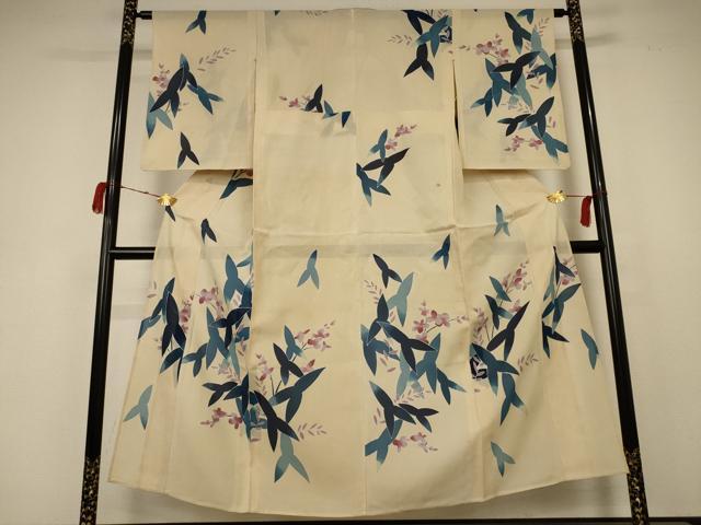 平和屋着物＊夏物　紬　絽　草花文　正絹　逸品　AABB8316jd