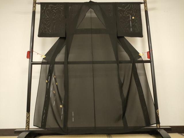 平和屋着物＊夏物　訪問着　絽　駒刺繍　源氏香　正絹　逸品　AABB8320jd