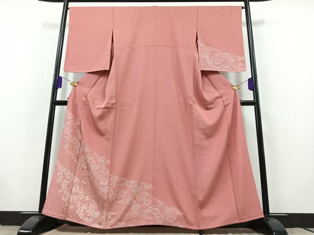 平和屋着物▽訪問着　単衣　芝花文　正絹　逸品　AABB8372jh