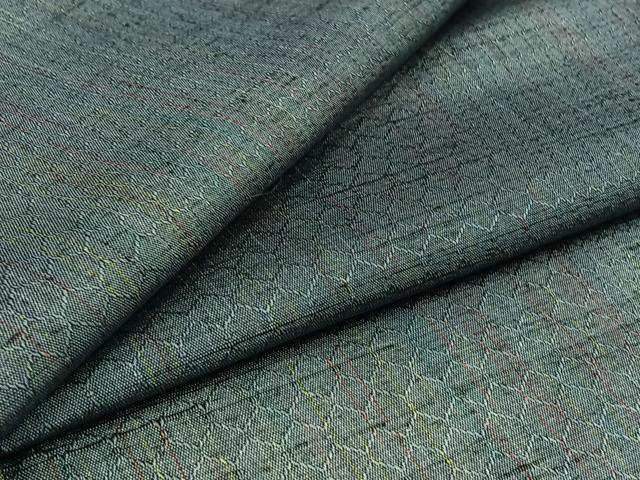 平和屋着物▽上質な紬　単衣　亀甲柄　正絹　逸品　AABB8390jh