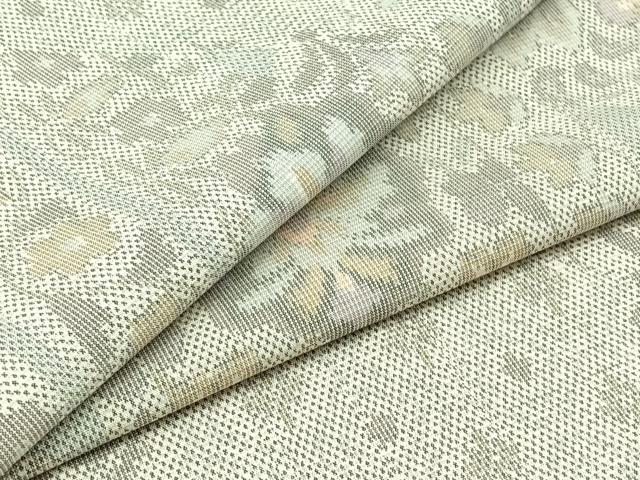 平和屋着物▽上質な紬　単衣　草花文　正絹　逸品　AABB8399jh