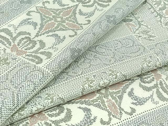 平和屋着物▽本場大島紬　白大島　単衣　9マルキ　横段花文　正絹　逸品　AABB8400jh