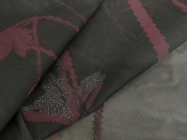 平和屋着物＊夏物　小紋　紗　草花文　黒地　正絹　逸品　未使用　AABB8612st