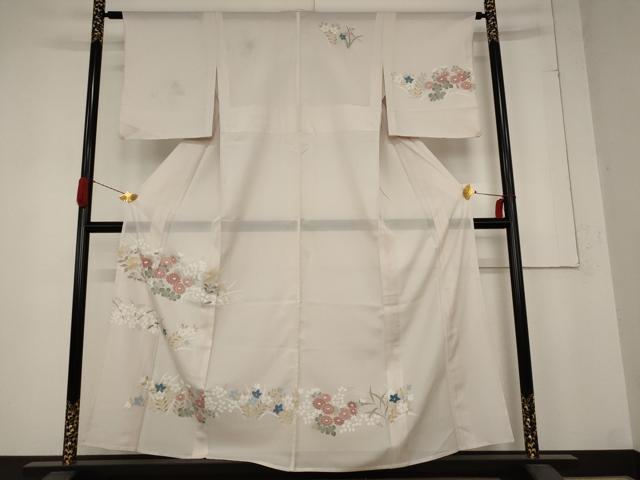 平和屋着物＊夏物　訪問着　縦絽　草花文　鈴乃屋扱い　正絹　逸品　AABB8614st