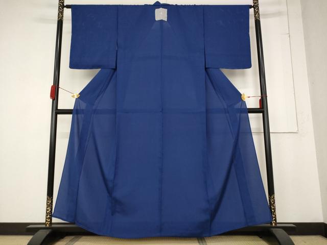 平和屋着物＊夏物　色無地　絽　紺青色　正絹　逸品　未使用　AABB8620st
