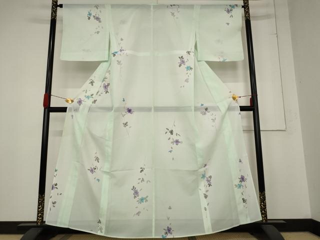 平和屋着物＊夏物　訪問着　絽　舞花文　暈し染め　金彩　洗える着物　AABB8633st