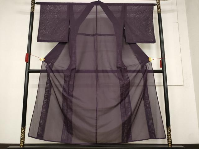 平和屋着物＊夏物　色無地　絽　烏羽色　洗える着物　AABB8636st