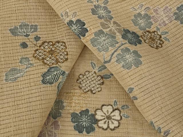 平和屋着物＊夏物　小紋　草花文　金彩　正絹　逸品　AABB8637st