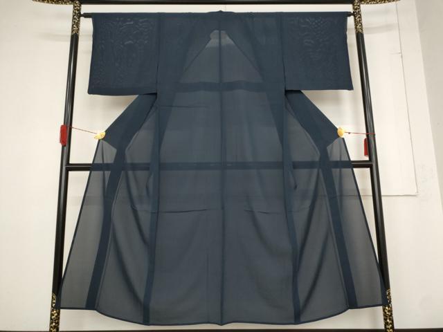 平和屋着物＊夏物　色無地　絽　青褐色　高島屋扱い　正絹　逸品　AABB8640st