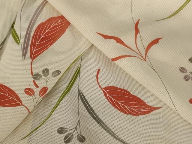 平和屋着物＊夏物　小紋　絽　草花文　正絹　逸品　AABB8645st