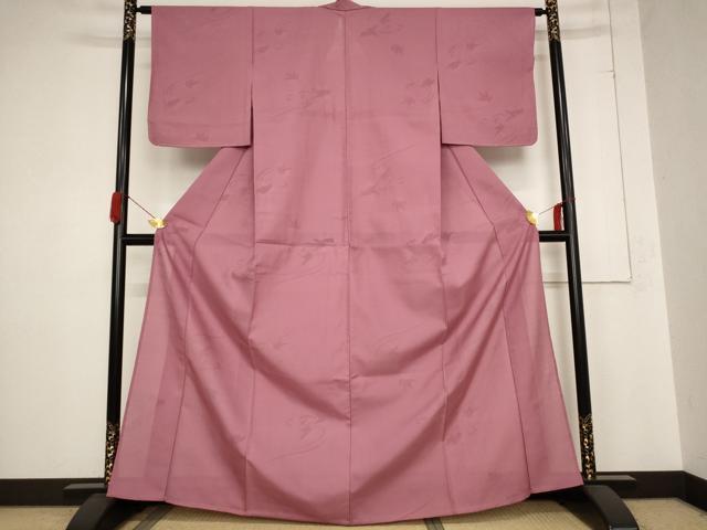 平和屋着物＊夏物　色無地　絽　楓紋紗　今様色　洗える着物　未使用　AABB8658st