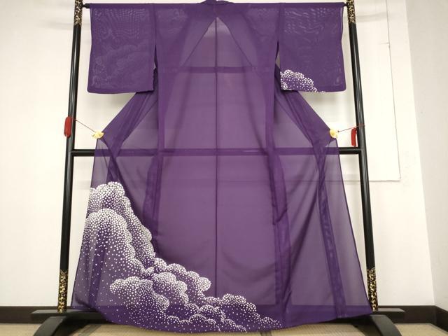 平和屋着物＊夏物　訪問着　絽　雲重ね文　洗える着物　AABB8680st