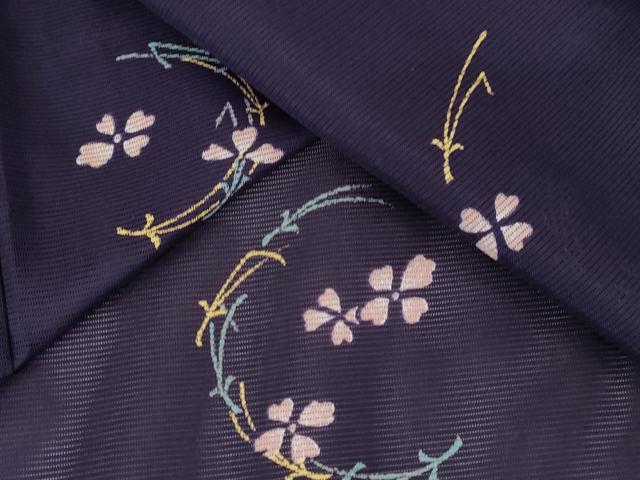 平和屋着物＊夏物　小紋　絽　吹き寄せ花文　ロング丈　洗える着物　AABB8692st