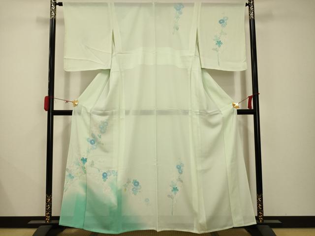 平和屋着物＊夏物　訪問着　絽　草花文　暈し染め　正絹　逸品　AABB8765sx