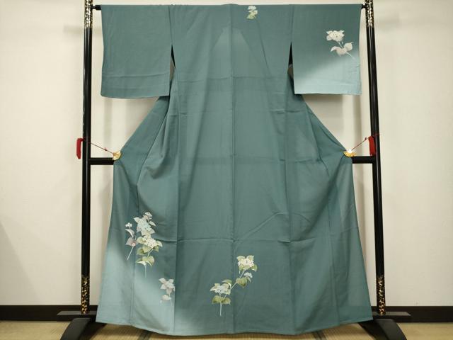 平和屋着物＊夏物　訪問着　絽　紫陽花　暈し染め　正絹　逸品　AABB8772sx