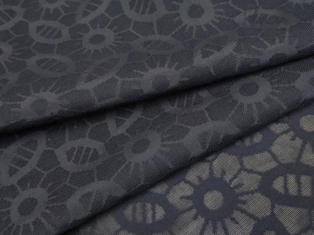 平和屋着物＊夏物　色無地　紗　舞花文　濃藍色　正絹　逸品　AABB8779sx