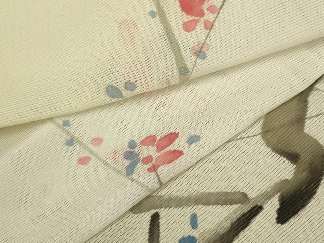 平和屋着物＊夏物　小紋　絽　枝花文　暈し染め　洗える着物　AABB8786sx