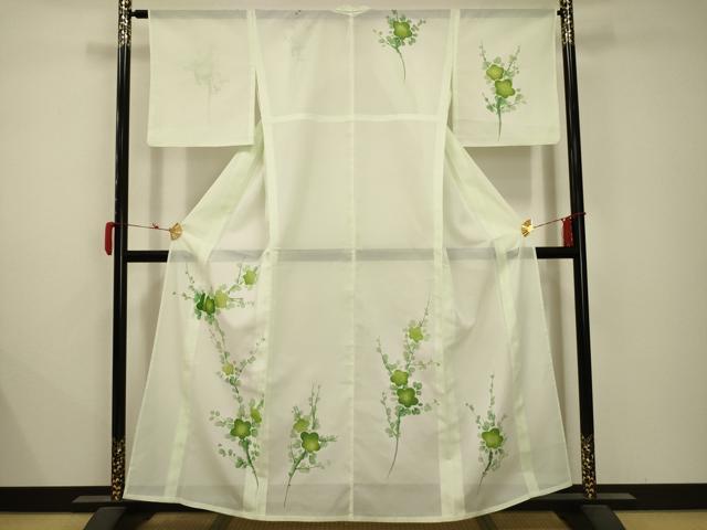 平和屋着物＊夏物　訪問着　絽　枝梅文　洗える着物　AABB8787sx