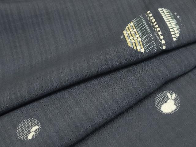 平和屋着物＊夏物　小紋　紗　兎　洗える着物　AABB8799sx