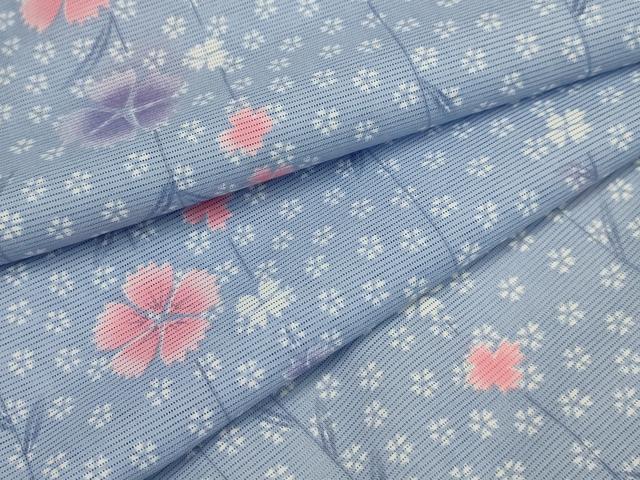 平和屋着物＊夏物　小紋　絽　枝垂れ花文　洗える着物　AABB8810sx