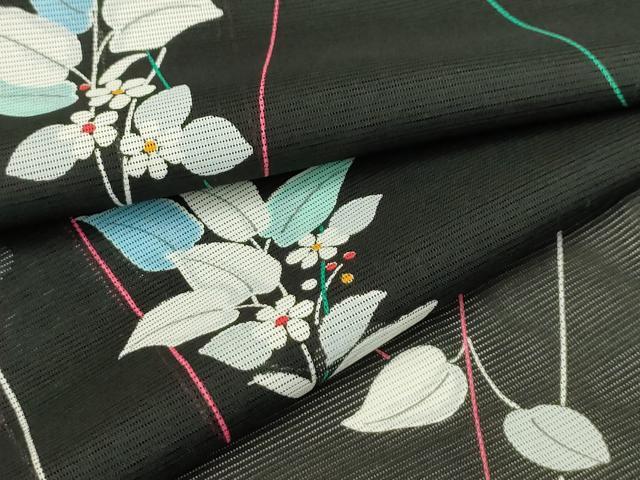 平和屋着物＊夏物　小紋　絽　草花文　洗える着物　AABB8812sx