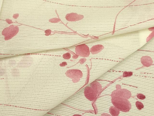 平和屋着物＊夏物　小紋　絽　枝花文　洗える着物　未使用　AABB8818sx