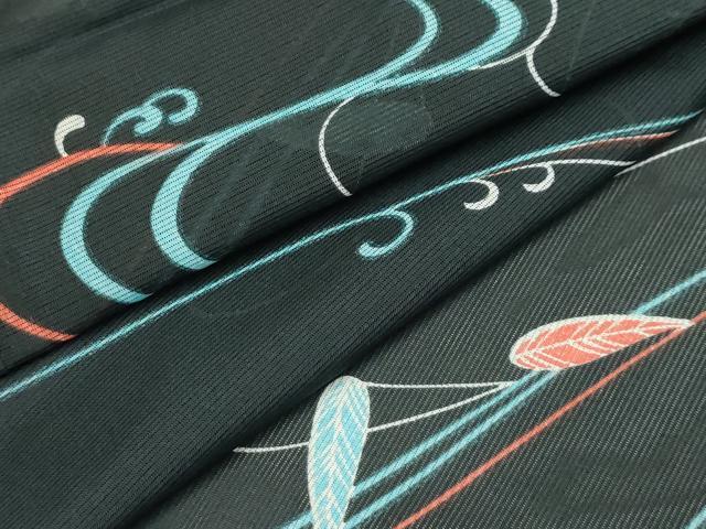 平和屋着物＊夏物　小紋　絽　流水文　洗える着物　AABB8820sx