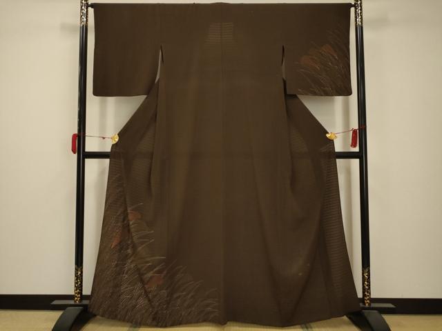 平和屋着物＊夏物　訪問着　絽　すすき文　洗える着物　AABB8825sx