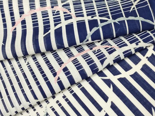 平和屋着物＊夏物　小紋　紗　雪芝文　洗える着物　AABB8827sx